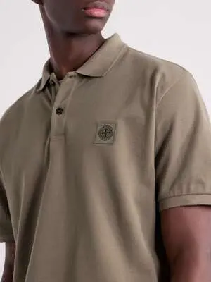 Stone Island Logo-appliquéd Cotton-piqué Polo Shirt - Green