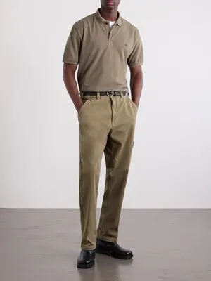 Stone Island Logo-appliquéd Cotton-piqué Polo Shirt - Green