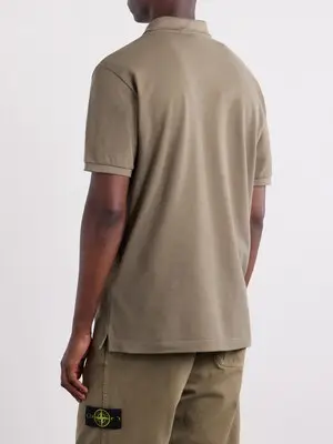 Stone Island Logo-appliquéd Cotton-piqué Polo Shirt - Green