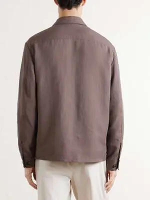 Eleventy Lyocell And Linen-blend Shirt