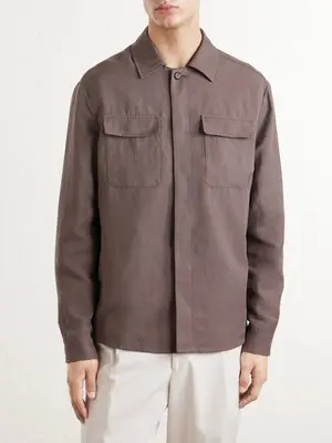 Eleventy Lyocell And Linen-blend Shirt