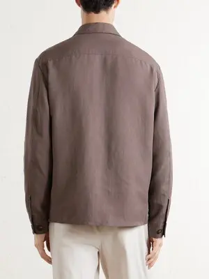 Eleventy Lyocell And Linen-blend Shirt