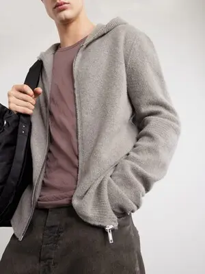 Rick Owens Cashmere-blend Felt Zip-up Hoodie