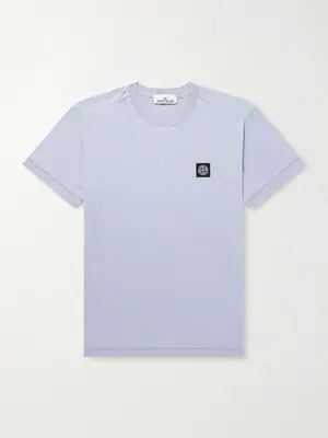 Stone Island Logo-appliquéd Garment-dyed Cotton-jersey T-shirt - Gray