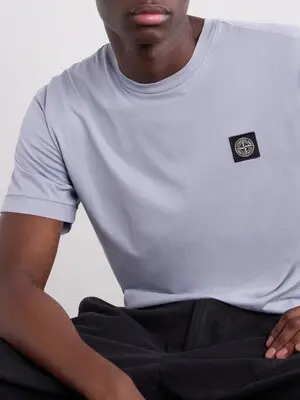 Stone Island Logo-appliquéd Garment-dyed Cotton-jersey T-shirt - Gray
