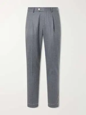 Brunello Cucinelli Straight-leg Pleated Wool Trousers - Gray