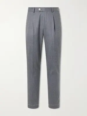 Brunello Cucinelli Straight-leg Wool Flannel Trousers