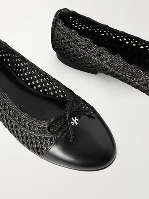 Tory Burch Bow-detail Raffia Ballet Flats