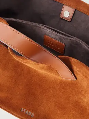 Staud Port Suede Tote Bag With Leather Trim