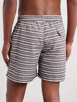 Eleventy Straight-leg Striped Swim Shorts