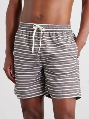Eleventy Straight-leg Striped Swim Shorts