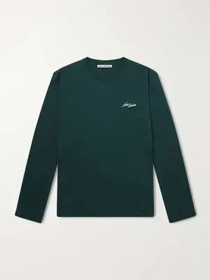 Acne Studios Logo-embroidered Cotton-jersey T-shirt - Green