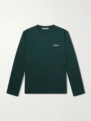 Acne Studios Logo-embroidered Cotton-jersey T-shirt - Green