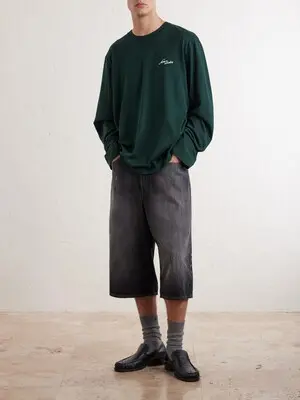 Acne Studios Logo-embroidered Cotton-jersey T-shirt - Green