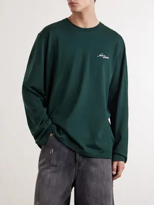 Acne Studios Logo-embroidered Cotton-jersey T-shirt - Green