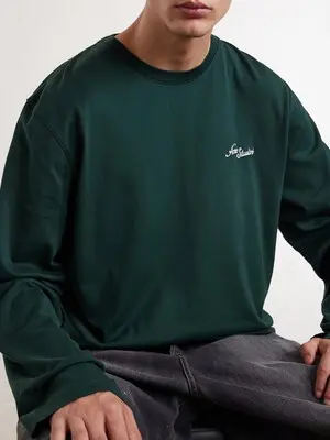 Acne Studios Logo-embroidered Cotton-jersey T-shirt - Green