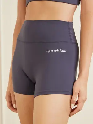 Sporty & Rich High-rise Tennis Shorts With Logo Print - Gray