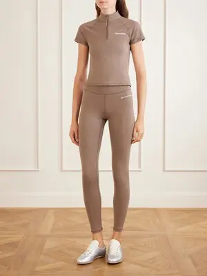 Sporty & Rich Logo-print Stretch-jersey High-rise Leggings - Neutrals