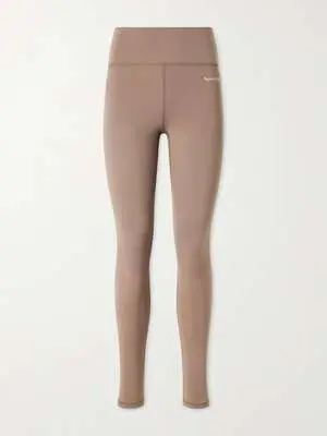 SPORTY & RICH Logo-print Stretch-jersey High-rise Leggings - Sand