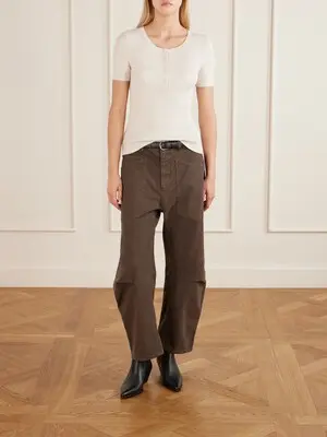 NILI LOTAN Francene Ribbed Wool And Silk-blend Top
