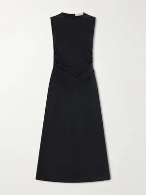 Proenza Schouler White Label Anoushka Ruched Cotton-blend Midi Dress - Black