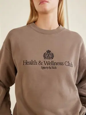 SPORTY & RICH Logo-embroidered Cotton-jersey Sweatshirt