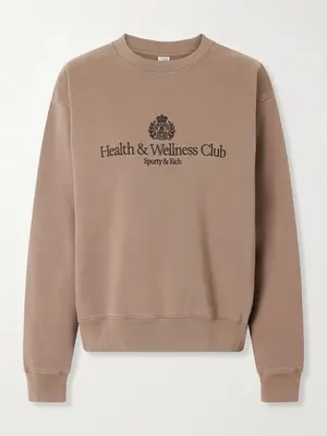 Sporty & Rich Logo-embroidered Cotton-jersey Sweatshirt