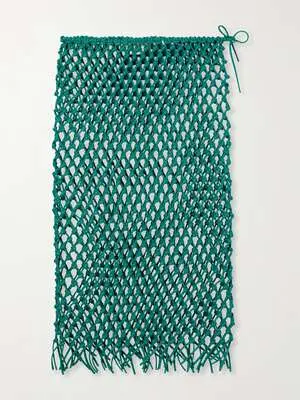 THE FRANKIE SHOP Nelaya Leather-macrame Midi Skirt