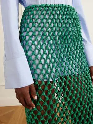 THE FRANKIE SHOP Nelaya Leather-macrame Midi Skirt