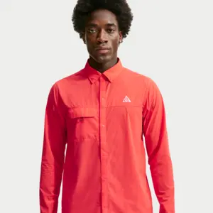 Nike Aireez" Long-sleeve Button-up Trail Running Top - Red