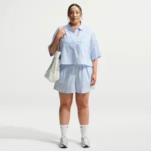 Nike Chill Poplin Loose Fit Striped Shorts - Blue