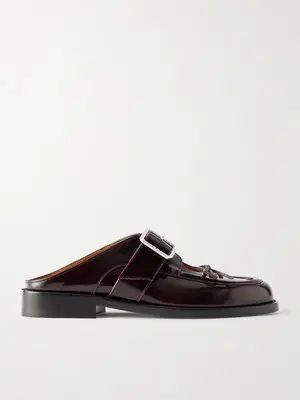 Marni Leather Slip-on Sabots With Buckle Detail - Red
