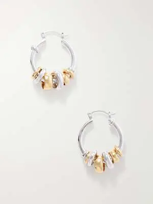 LAURA LOMBARDI Radda Gold And Silver-toned Bead-embellished Hoop Earrings - Multi