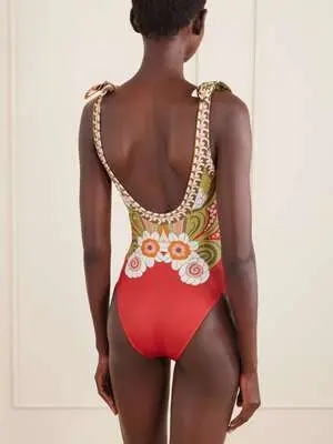 La DoubleJ Pammy Knotted Printed Swimsuit