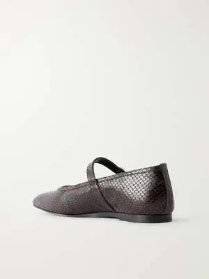 Le Monde Beryl Mary Jane Snake-effect Leather Ballet Flats