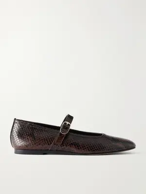 Le Monde Beryl Mary Jane Snake-effect Leather Ballet Flats