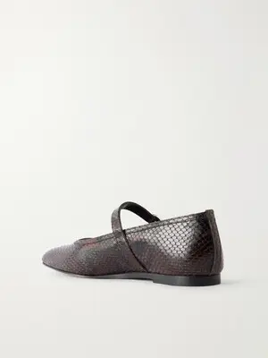 Le Monde Beryl Mary Jane Snake-effect Leather Ballet Flats