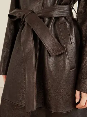 Magda Butrym Belted Leather Trench Coat - Brown