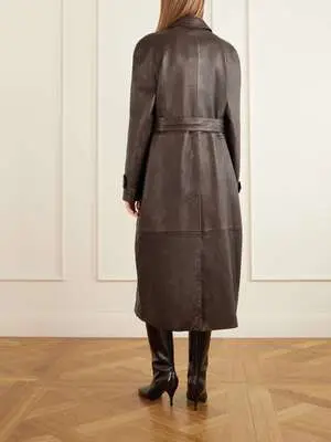 Magda Butrym Belted Leather Trench Coat