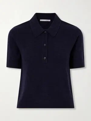 Maria Mcmanus Cashmere And Cotton-blend Polo Shirt - Blue