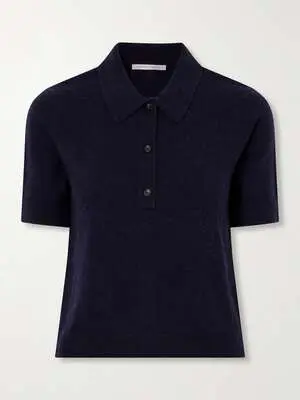 Maria Mcmanus Cashmere And Cotton-blend Polo Shirt - Navy