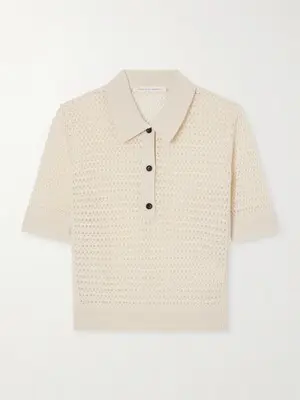 Maria Mcmanus Cashmere And Cotton-blend Crocheted Polo Shirt