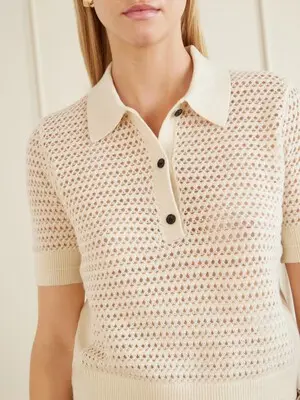 Maria Mcmanus Cashmere And Cotton-blend Crocheted Polo Shirt
