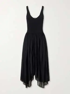 Maria Mcmanus Wave Ribbed-corset Knitted Midi Dress - Black