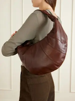 LEMAIRE Croissant Paneled Leather Shoulder Bag - Brown