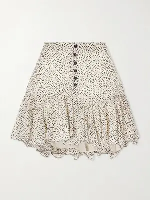 MARANT ETOILE Daneen Polka Dot Ruffled Cotton Mini Skirt - White