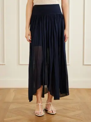 Maria Mcmanus Asymmetrical Plissé Midi Skirt