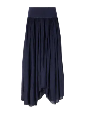 Maria Mcmanus Asymmetrical Plissé Midi Skirt - Blue