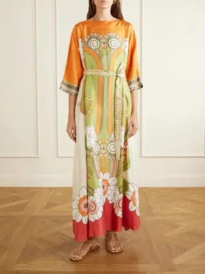 La DoubleJ Muumuu Belted Printed Silk-twill Maxi Dress