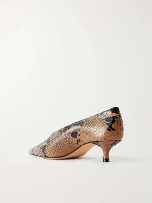 Le Monde Beryl Babouche 40 Snake-effect Leather Pumps